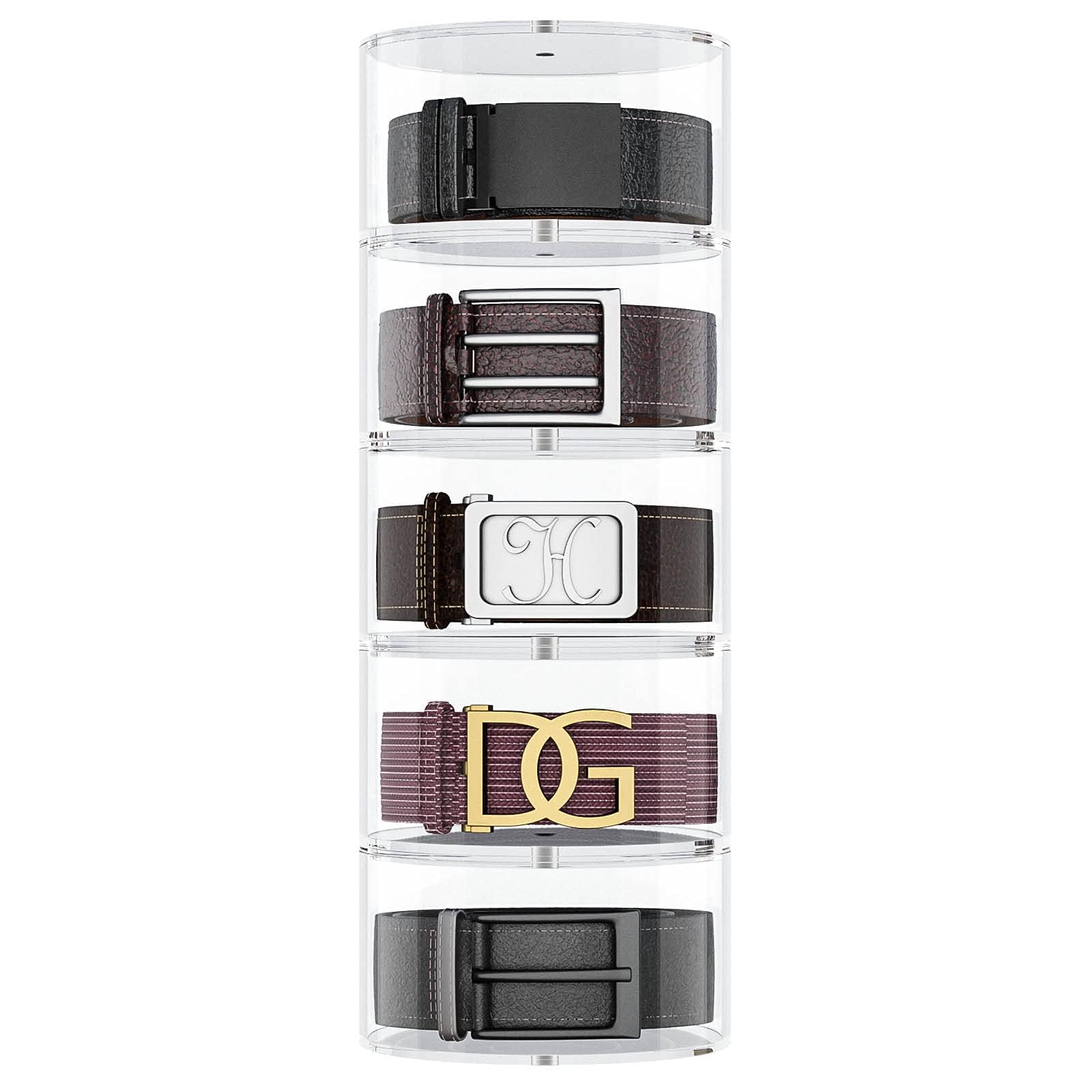 NIUBEE Belt Organizer, Acrylic 5 Layers Belt Case Storage Holder and Display for Accessories like Jewelry,Watch,Bracelets