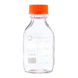 IVYX Scientific Round Media Storage Bottle, Borosilicate Glass, with GL45 Screw Cap (One Bottle 10000mL / 10L)