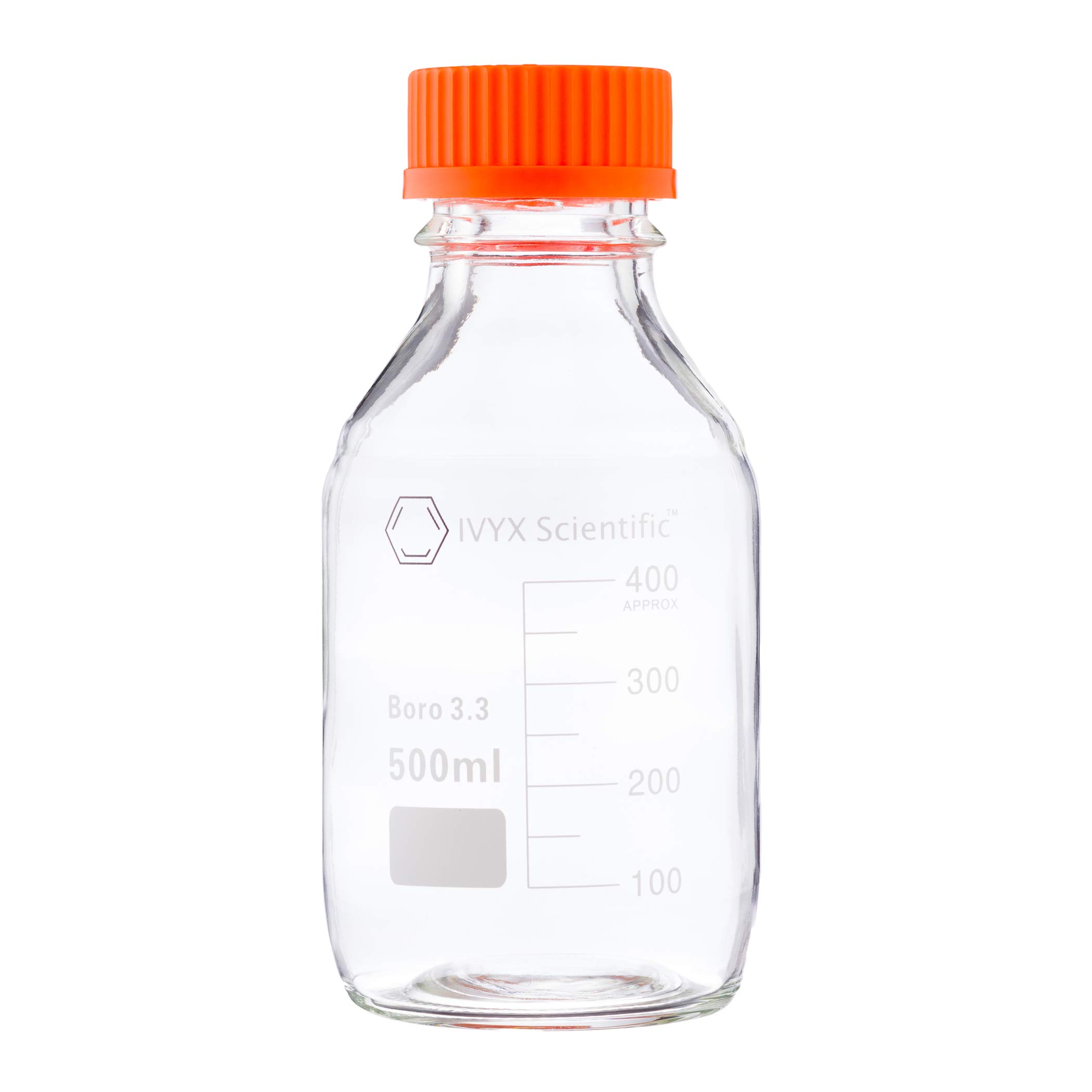 IVYX Scientific Round Media Storage Bottle, Borosilicate Glass, with GL45 Screw Cap (One Bottle 10000mL / 10L)