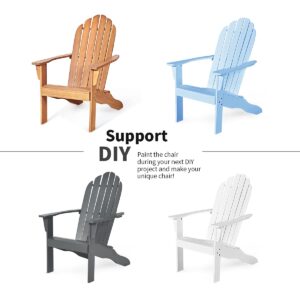 RELAX4LIFE Adirondack Chairs Set of 4, Acacia Wood Adirondack Lounge Chair, Weather Resistant Outdoor Chair for Patio Garden Porch Deck, 350 LBS Weight Capacity, Wooden Fire Pit Chairs (4, Natural)