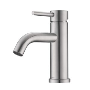 Rainovo Bathroom Faucet Brushed Nickel,Single Hole Bathroom Sink Faucet Stainless Steel,Modern Single Handle Vanity Faucet Supply Utility Hose for Laundry Washbasin,Rv Vessel Basin Lavatory Mixer Tap