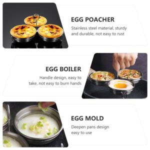 Hemoton Metal Egg Poacher Cups 3pcs Stainless Steel Egg Poacher Pan Cups with Oil Brush Hard Boiled and Poached Egg Maker Compatible with Skillet Pressure Cooker Poached Egg Cooker