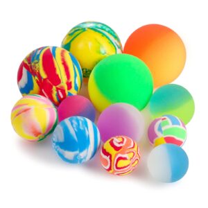 pllieay 12pcs bouncy balls 3 sizes mixed color, bouncing balls and bouncy balls for kids birthday goodie bag fillers