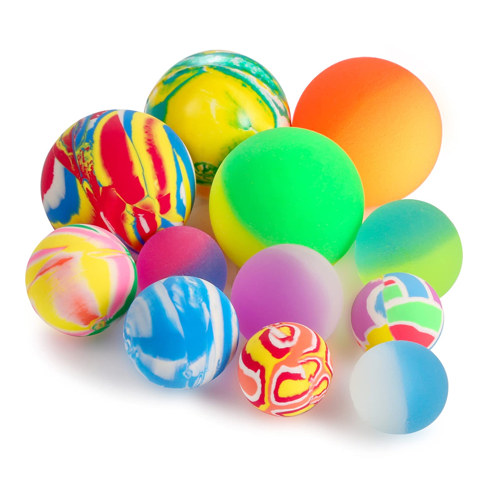 Pllieay 12PCS Bouncy Balls 3 Sizes Mixed Color, Bouncing Balls and Bouncy Balls for Kids Birthday Goodie Bag fillers