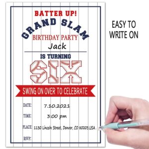 ukebobo 6th Birthday Party Invitations with Envelopes – Batter Up Baseball Party Invitations, Baseball Party Decorations– 20 Cards With Envelopes（bq-06）