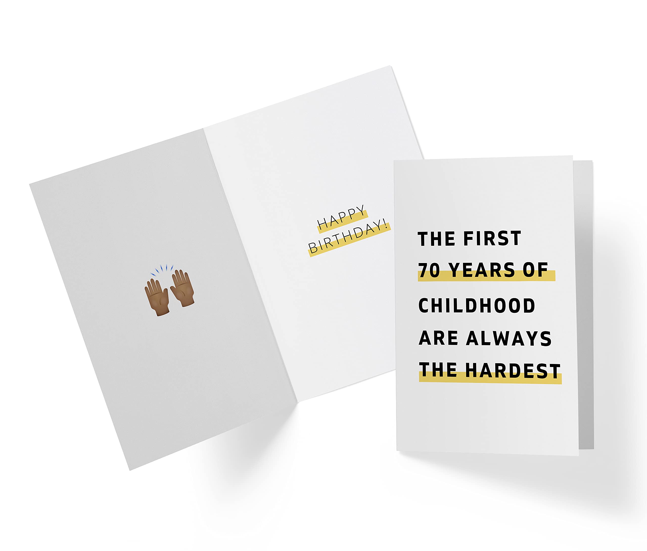 Happy 70th Birthday Card for Men Women, Funny 70th Birthday Cards for Husband Wife Dad Mom Brother Sister Friend, 70 Years Old Birthday Card, 70 Birthday Card with Envelope, Karto Yellow Childhood