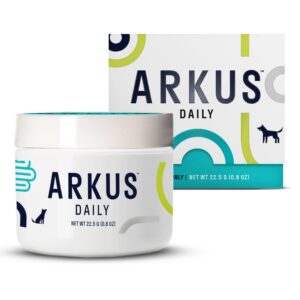 arkus daily dog probiotic, the only product made with microbes that are natural to the gut of healthy dogs, supports better digestion, gut health, and immune system, maintains a healthy microbiome