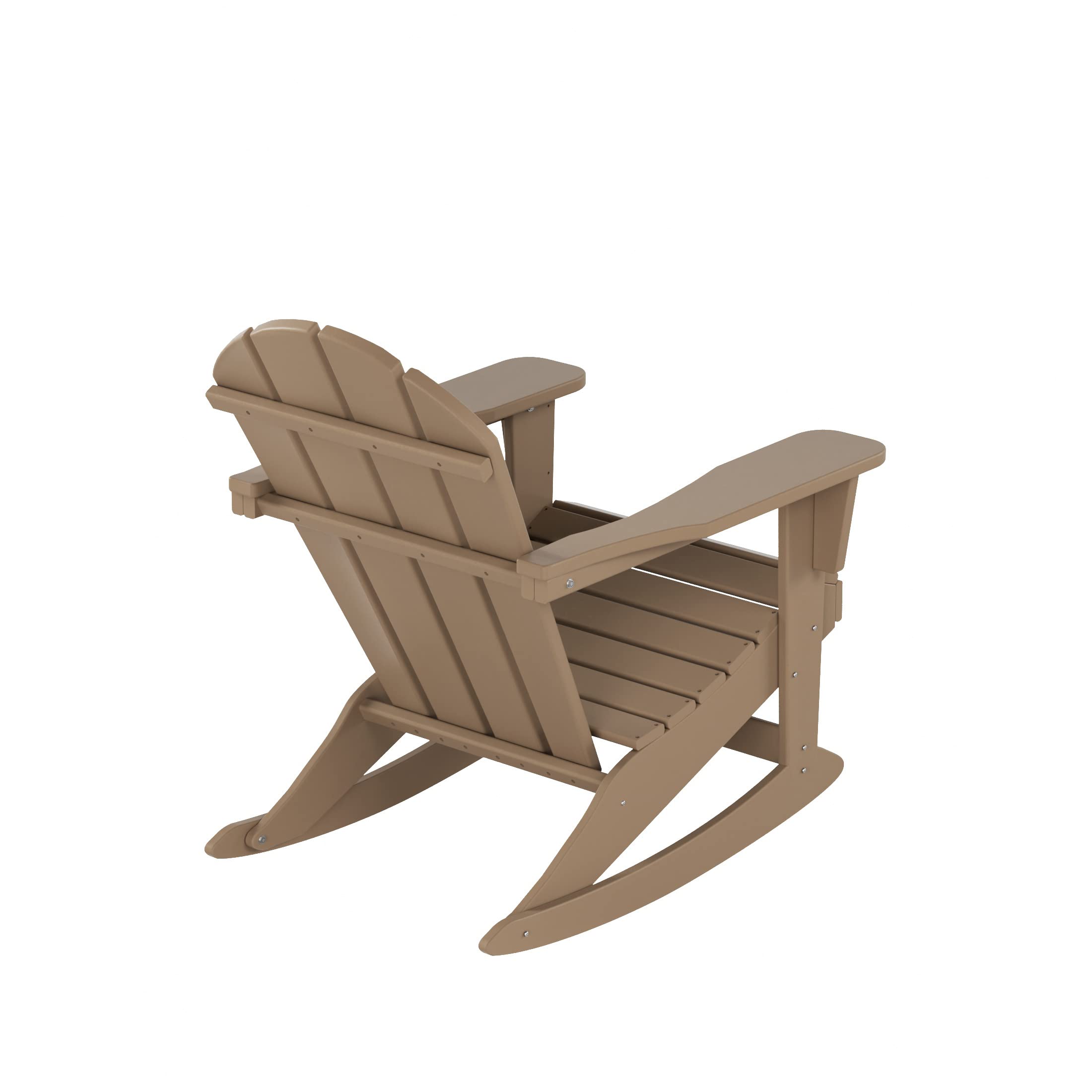 WestinTrends Malibu Rocking Chair Outdoor, All Weather Resistant Poly Lumber Classic Porch Rocker Chair, 350 lbs Support Patio Lawn Plastic Adirondack Chair, Weathered Wood