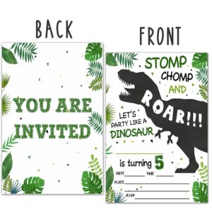 ukebobo 5th Birthday Party Invitations with Envelopes – Dinosaur Birthday Party Invitations, Dinosaur Party Decorations– 20 Cards With Envelopes（bwl-05）