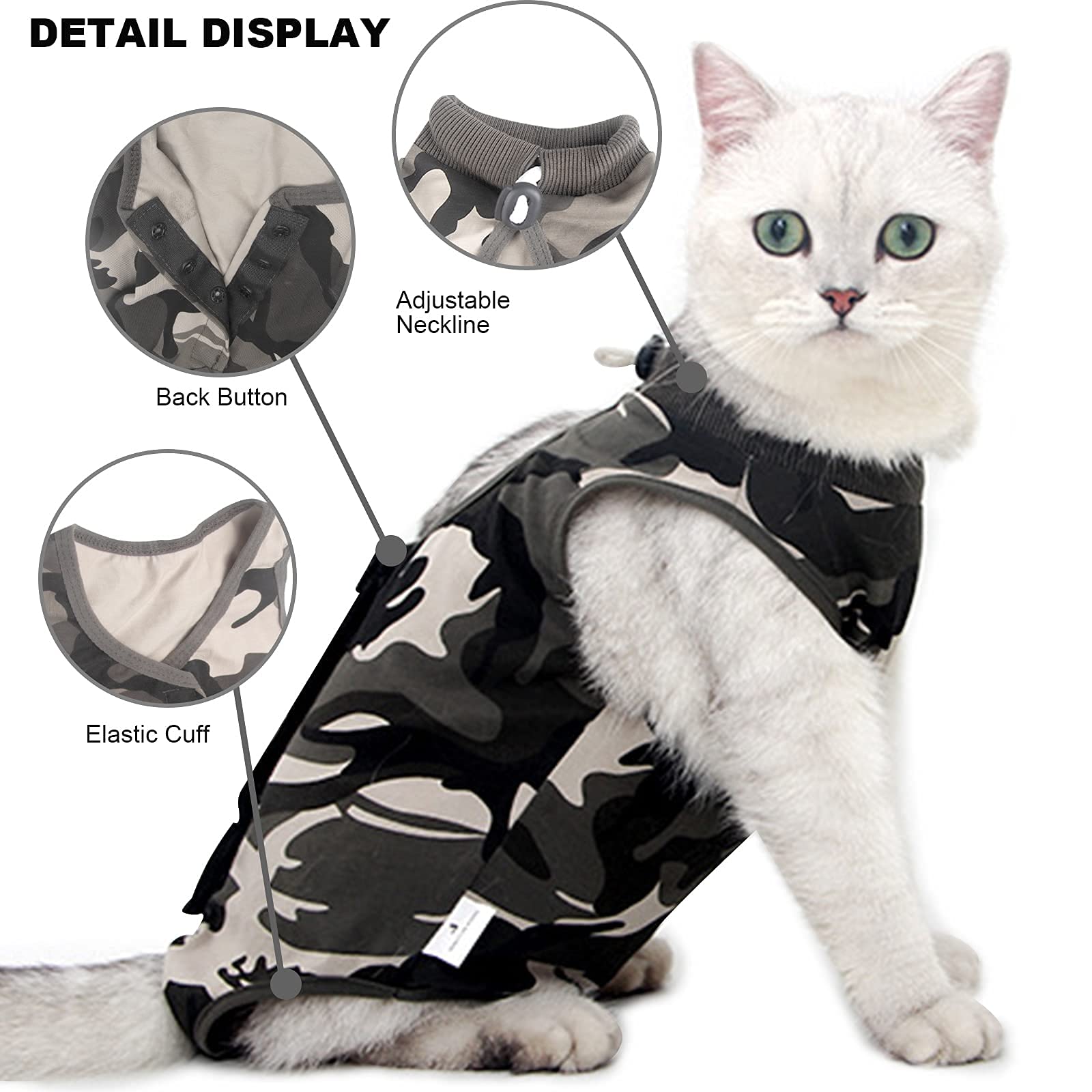 Cat Surgery Recovery Suit for Abdominal Wounds or Skin Diseases, Cat Surgical Recovery Suit, Breathable Soft E-Collar Alternative for Cats Wound Healing and Anti Licking