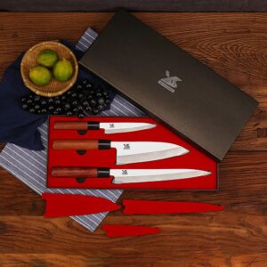 MSY BIGSUNNY Set of 3pcs Sashimi Knives Stainless steel Sushi Knives Set Slicing fish Knife Set (3 in 1 set)