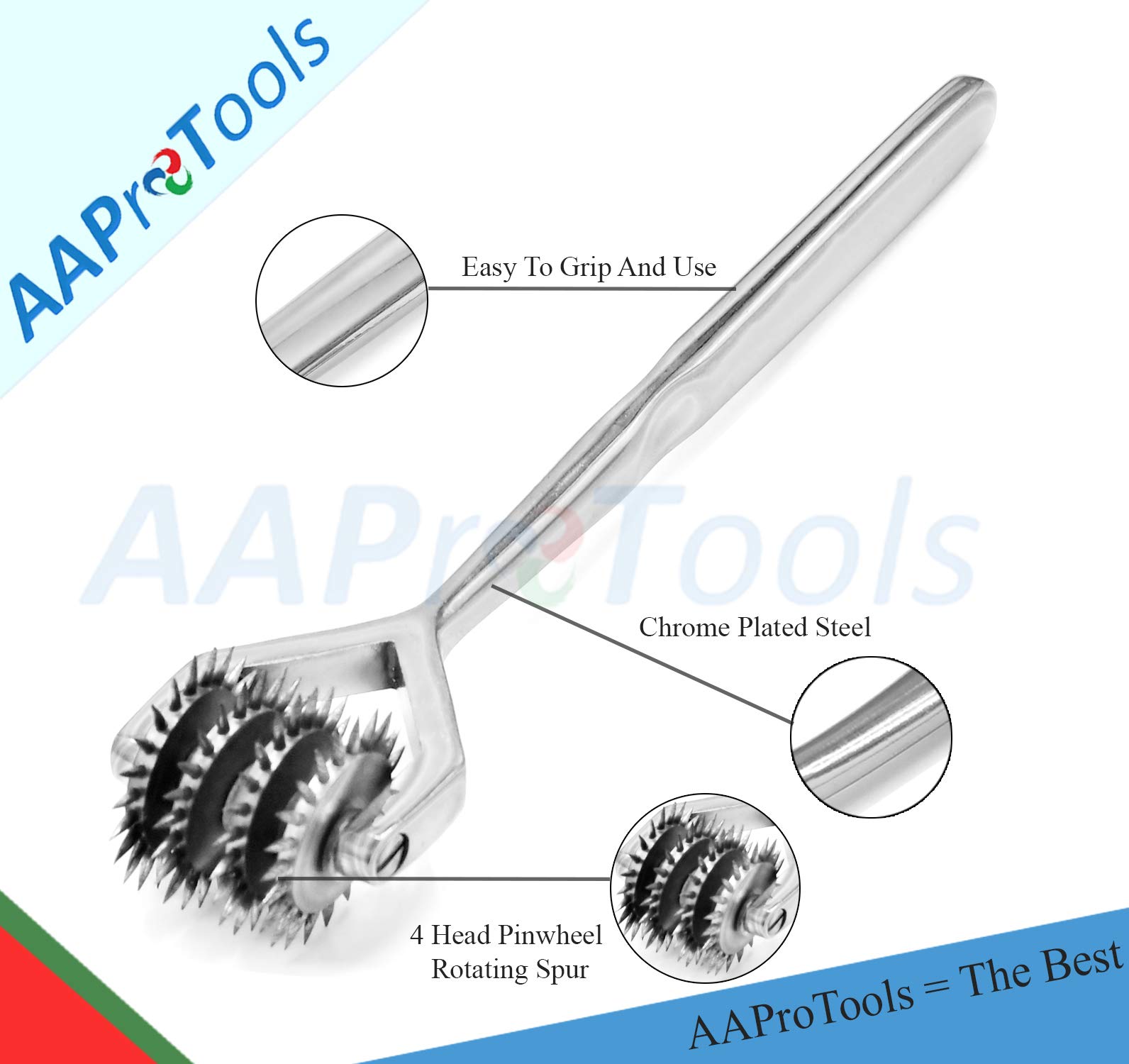 AAProTools Set of 7 Pcs Diagnostic Neurological Wartenberg Sensory Pinwheel Pin Wheel 1, 2, 3, 4, 5, 7, 10 Head