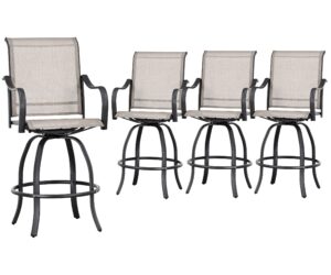 patiofestival patio swivel bar stools set of 4 outdoor high bistro stools height chairs dining chairs all weather garden furniture(grey)