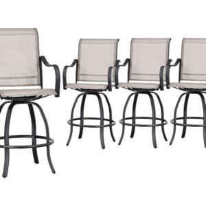 PatioFestival Patio Swivel Bar Stools Set of 4 Outdoor High Bistro Stools Height Chairs Dining Chairs All Weather Garden Furniture(Grey)