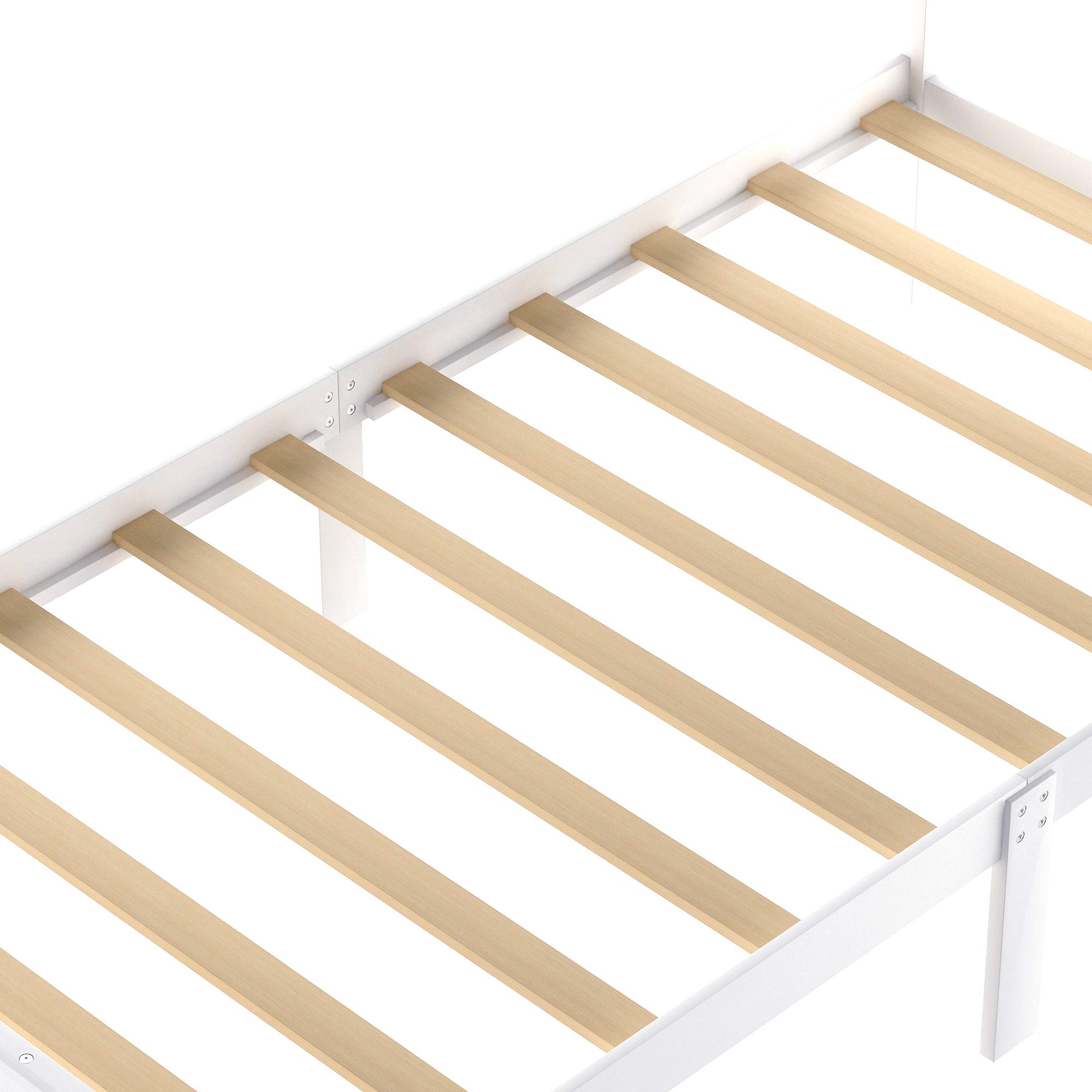 P PURLOVE Twin Size Bed Frame with Storage Drawer,Wood Platform Bed Frame with Headboard and for Kids, White