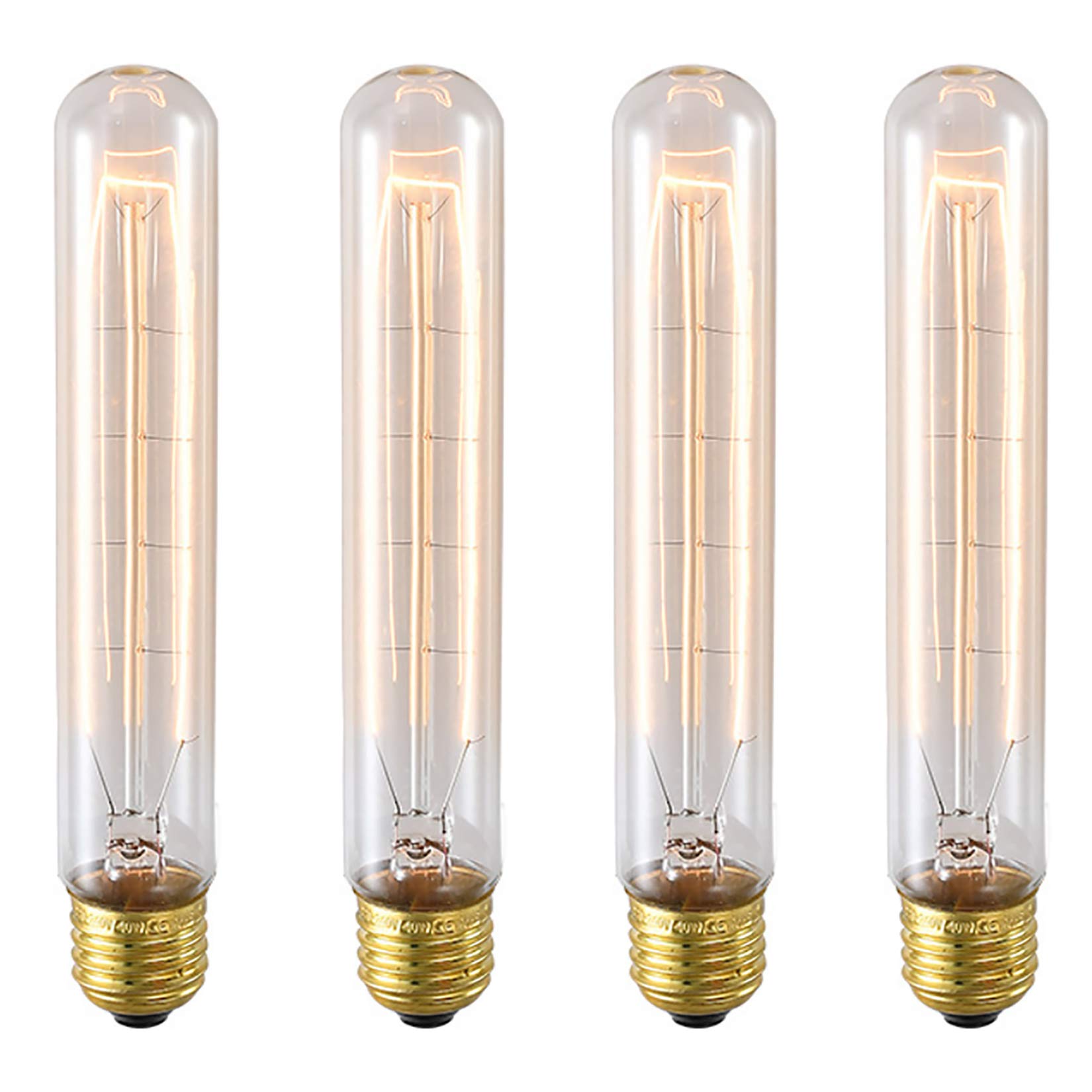 BesYouSel 25W Vintage Edison Bulbs T10/T30 Tubular Filament Bulb T185 Antique Long Incandescent Bulb 2300K Amber Glass E26 Medium Base 4 Pack