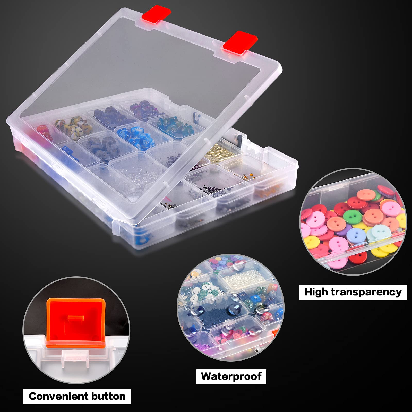 Diamond Painting Storage Containers, Diamonds Art Accessories Kit Tools Case for 5D Art Embroidery, 16 Jewelry Bead Organizer Storage Jars for DIY Gem, Nail Craft & Glitter Rhinestones-Box Only