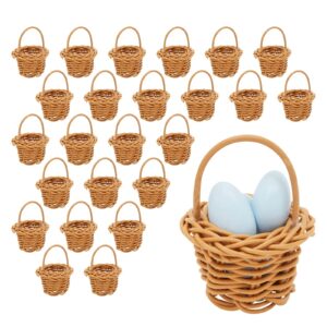 juvale 24 pack rattan mini picnic baskets with handles for tiny birthday party favors or baby shower (2.75 in)