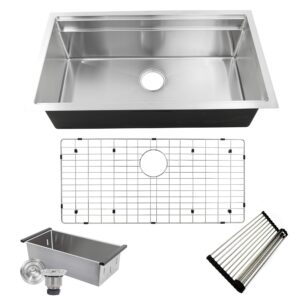 nantucket sinks' sr-ps-3620-16 - 36 inch pro series large prep station single bowl undermount stainless steel kitchen sink with compatible accessories