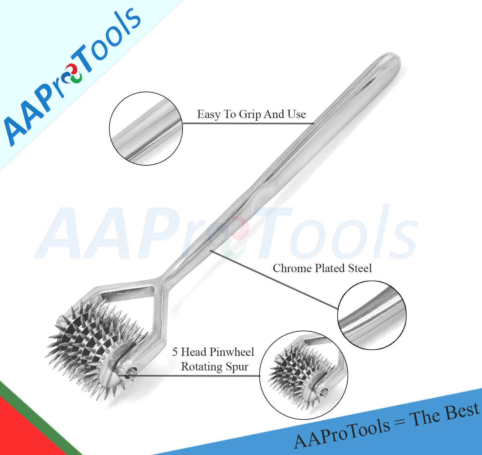 AAProTools Set of 7 Pcs Diagnostic Neurological Wartenberg Sensory Pinwheel Pin Wheel 1, 2, 3, 4, 5, 7, 10 Head