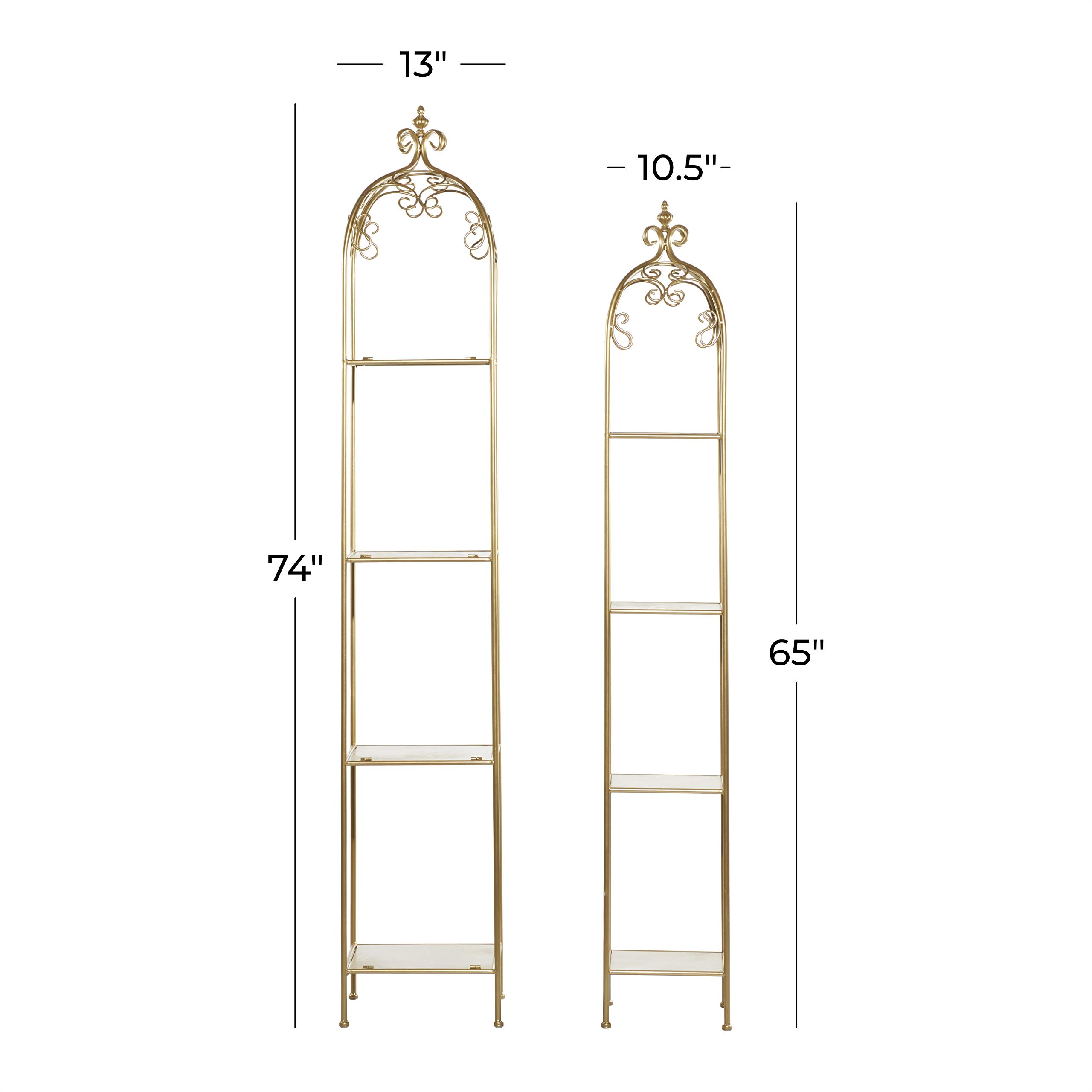 Deco 79 Contemporary Metal Shelving Unit, Set of 2 74", 65"H, Gold