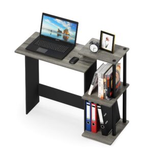 Furinno Efficient Home Laptop Notebook Computer Desk with Square Shelves, French Oak/Black