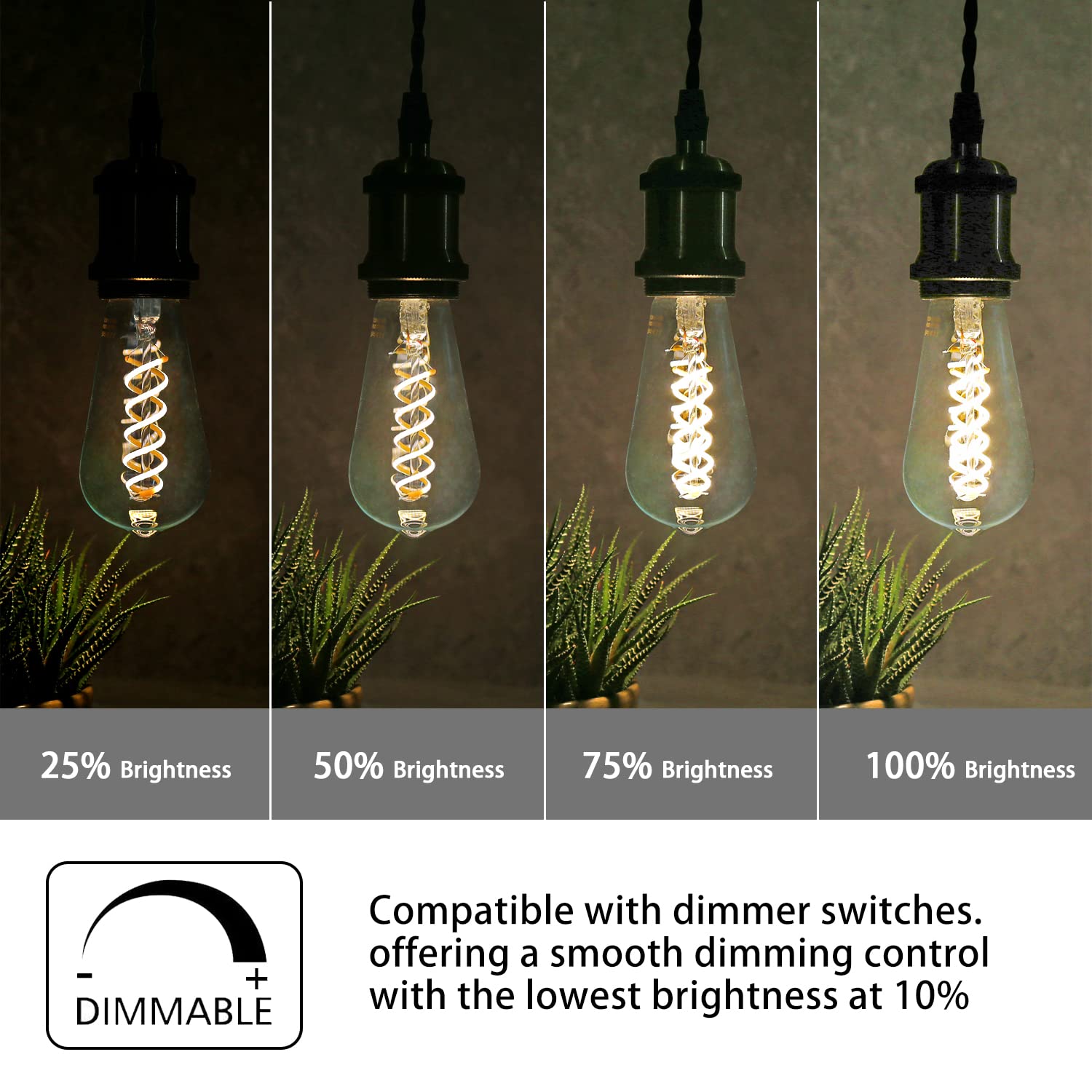 RuiAoTD ST58 (ST19) Vintage Edison LED Bulb, Daylight White 4000K, Antique Flexible Spiral LED Filament Light Bulb, 600LM Dimmable, 6W Equivalent to 60W, CRI 80+, E26 Base, Clear Glass, 6 Pack