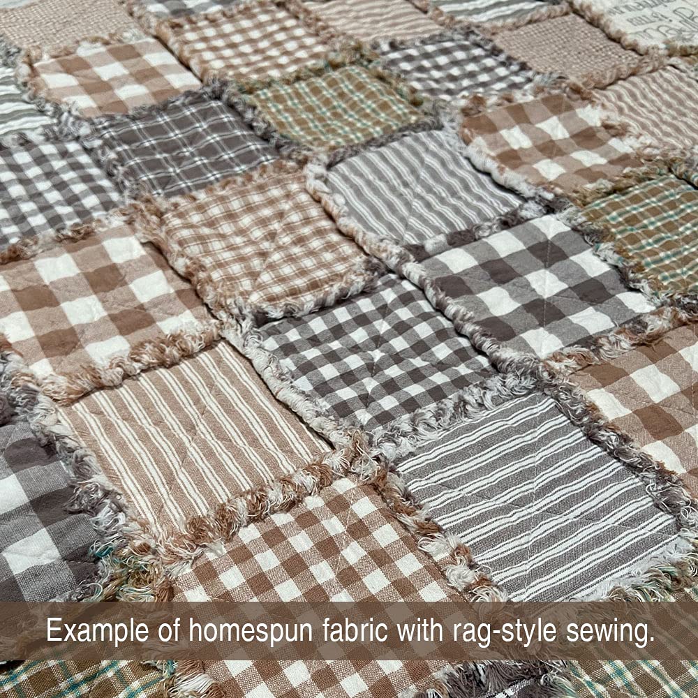 Oatmeal Buffalo Taupe Plaid Cotton Homespun Plaid Fabric by JCS - Sold by The Yard