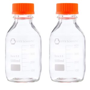 IVYX Scientific Round Media Storage Bottle, Borosilicate Glass, with GL45 Screw Cap (One Bottle 10000mL / 10L)