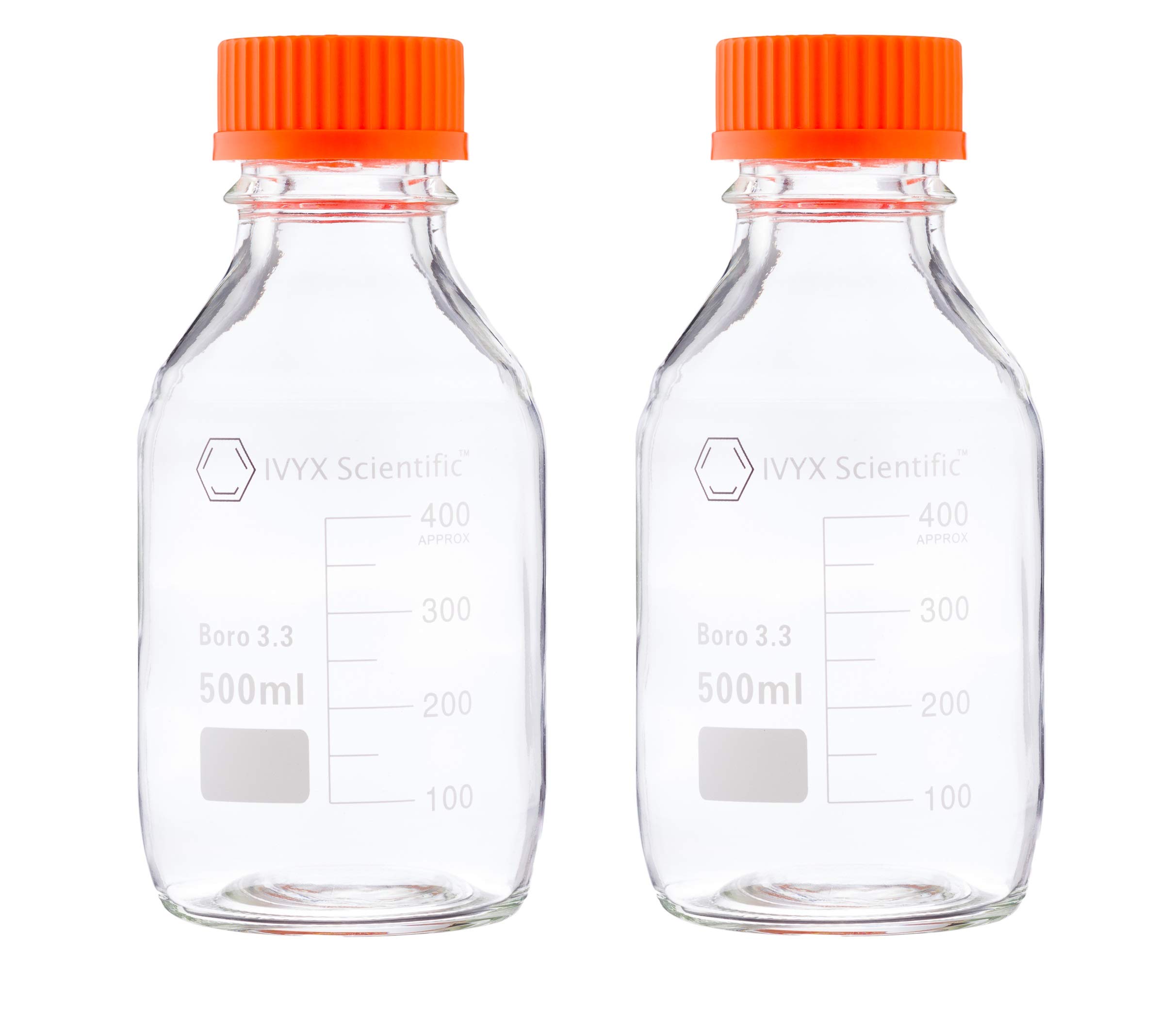 IVYX Scientific Round Media Storage Bottle, Borosilicate Glass, with GL45 Screw Cap (One Bottle 10000mL / 10L)