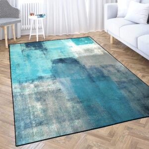 rectangle area rug,tomwish blue abstract modern 3x5 area rug turquoise art painting watercolor living room bedroom floor decoration carpet, dormitory living room rest carpet mat,decorative home