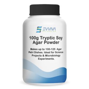 tryptic soy agar powder 100 grams - evviva sciences - make 100 to 125 agar petri dishes - excellent for microbiology - great for science projects