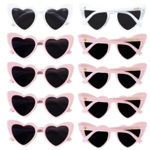 newshun 10pcs bachelorette party retro heart sunglasses, bridal shower supplies wedding favor bridesmaid gifts - pink