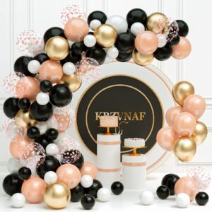 kbzvnaf rose gold black balloons garland kit - 120 pack black white metallic gold and rose gold confetti latex balloons garland for wedding birthday bridal shower anniversary party decorations