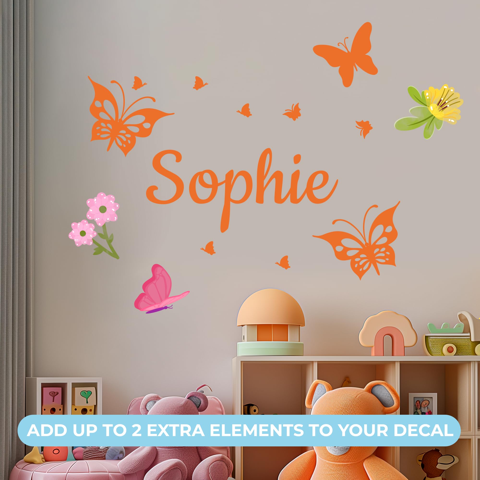 Personalized Name Butterfly Wall Decals I Butterfly Decorations for Girls Room Decor I Baby Nursery Wall Decal I Butterfly Wall Decor for Birthday I Pink Butterfly Wall Decor