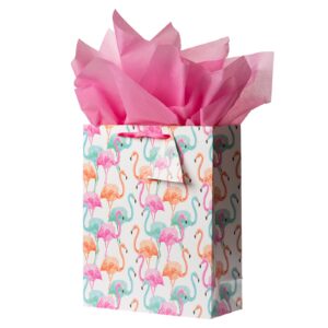 bobobag 13" large gift bag with tissue paper for birthday gift bags, wedding bags,retail bag (flamingo)