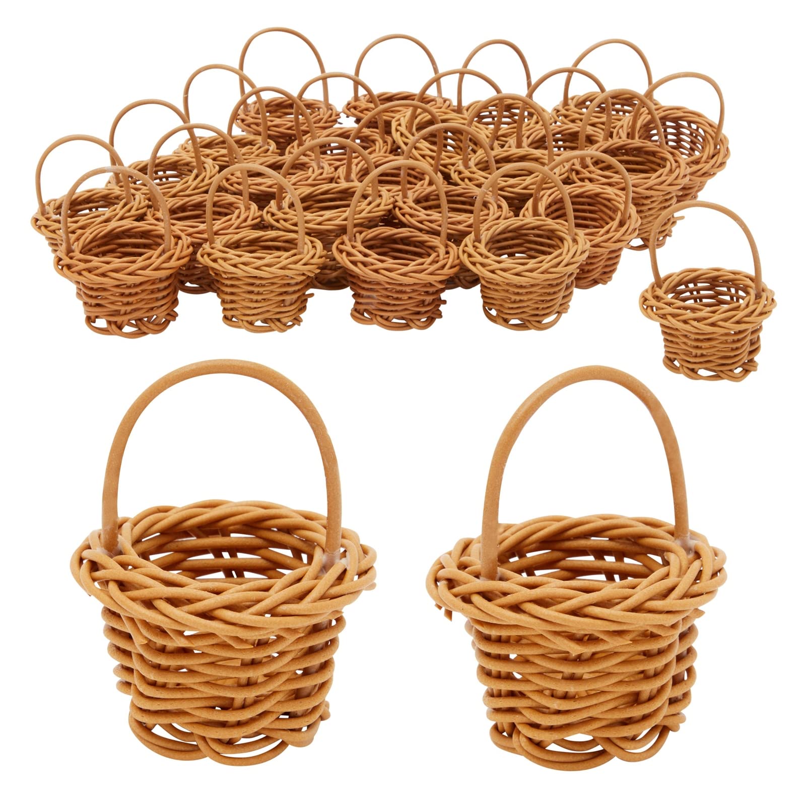 Juvale 24 Pack Rattan Mini Picnic Baskets with Handles for Tiny Birthday Party Favors or Baby Shower (2.75 in)