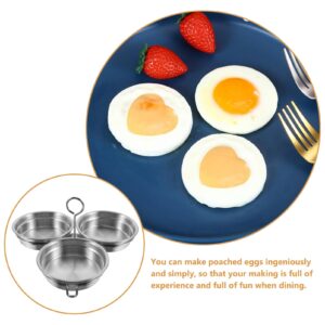 Hemoton Metal Egg Poacher Cups 3pcs Stainless Steel Egg Poacher Pan Cups with Oil Brush Hard Boiled and Poached Egg Maker Compatible with Skillet Pressure Cooker Poached Egg Cooker