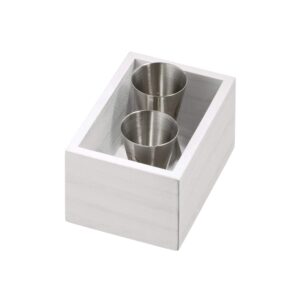 idesign renewable paulownia wood collection drawer organizer bin, 3.3" x 5" x 2.5", white wash