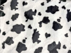 amornphan 58” wide 100% polyester cow ฺhide bull ox pattern animal print short pile smooth faux fur velboa s-wave fabric craft cloth kid sewing crafting decorative pillow covers for 1 yard (cow)