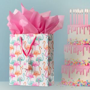 Bobobag 13" Large Gift Bag with Tissue Paper for Birthday gift bags, Wedding bags,Retail bag (Flamingo)