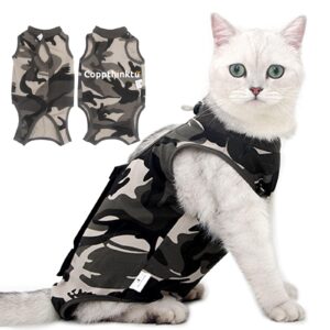 cat surgery recovery suit for abdominal wounds or skin diseases, cat surgical recovery suit, breathable soft e-collar alternative for cats wound healing and anti licking