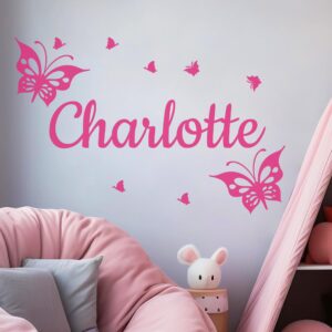 personalized name butterfly wall decals i butterfly decorations for girls room decor i baby nursery wall decal i butterfly wall decor for birthday i pink butterfly wall decor