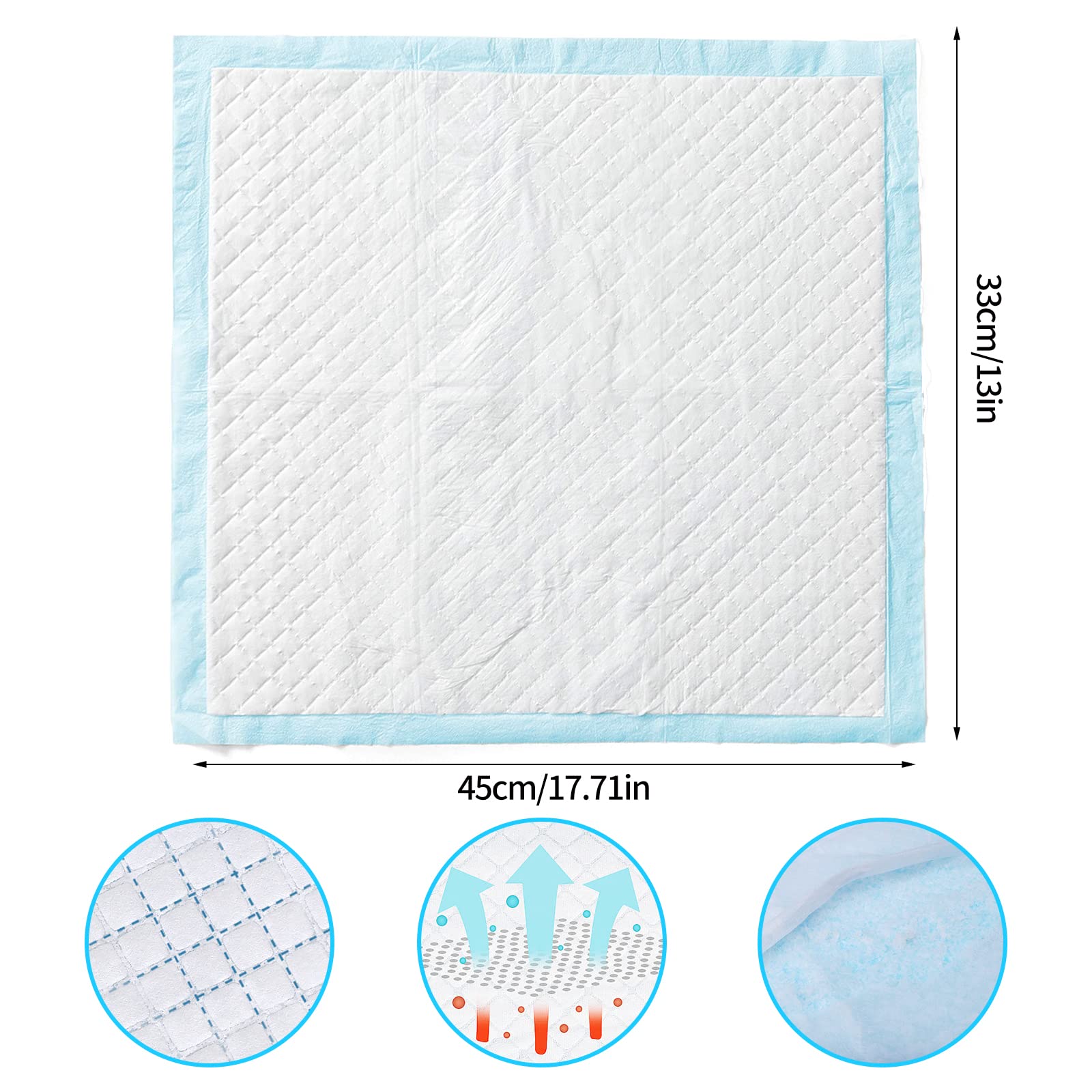 Rabbit Pee Pads, Disposable Super Absorbent Diaper, Pet Toilet/Potty Training Pads for Guinea Pigs, Hedgehog, Hamsters, Chinchillas, Cats, and Other Small Animals (33×45CM-100 Counts)