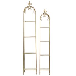 Deco 79 Contemporary Metal Shelving Unit, Set of 2 74", 65"H, Gold