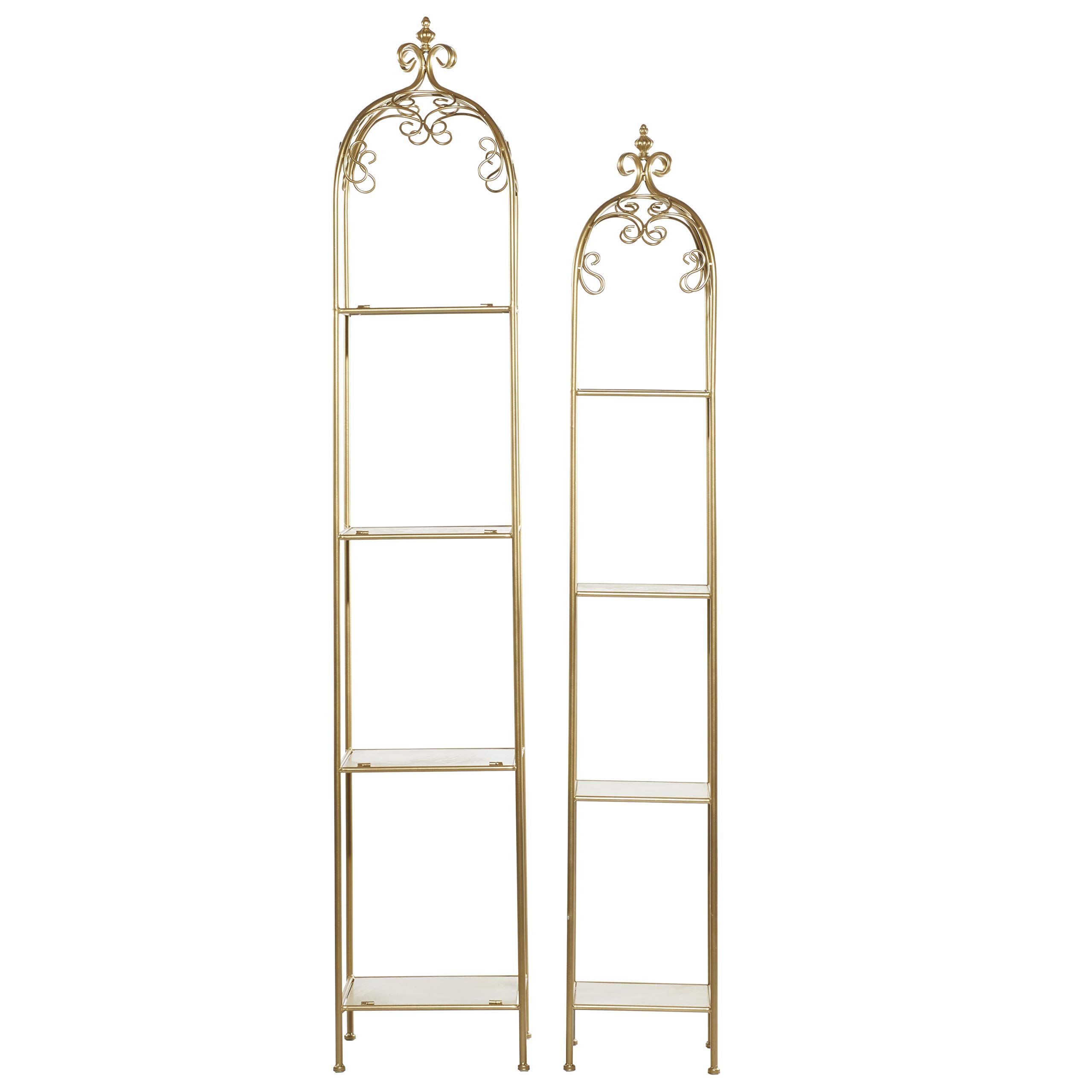 Deco 79 Contemporary Metal Shelving Unit, Set of 2 74", 65"H, Gold