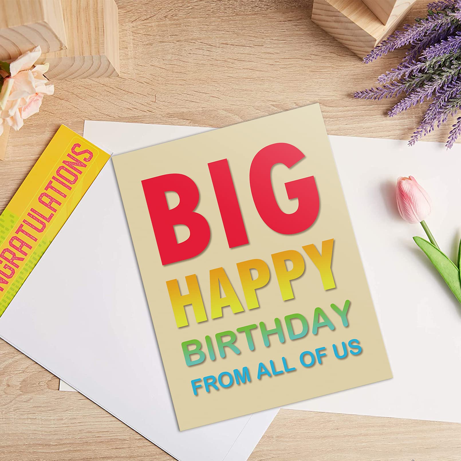 Ulbeelol Big Happy Birthday Card, Oversize Group Bday Greeting Card, Surprise Card for Family Members Office Boss Teacher Coworker from All of Us