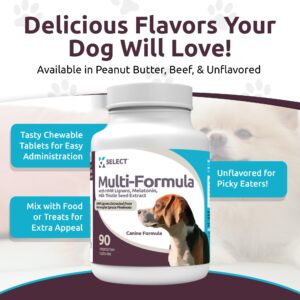 K9 Select Multi-Formula Dog Vitamins for Medium Dogs - 20mg HMR Lignans, 2mg Melatonin, 40mg Milk Thistle - Helps Heart, Liver, Digestion, Skin & Coat Health, Dog Multivitamin, 90 Capsules