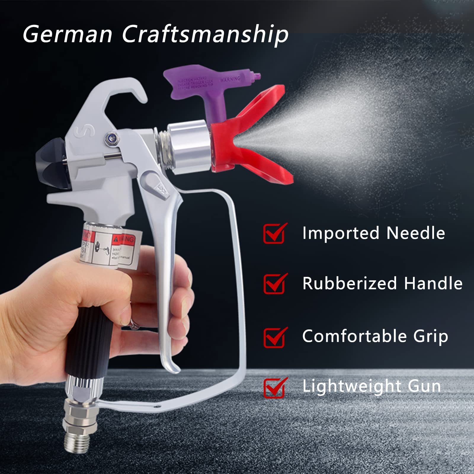 Airless Paint Spray Gun Sprayer High Pressure 3600 PSI 517 Nozzle Tip Swivel Joint for Sprayer