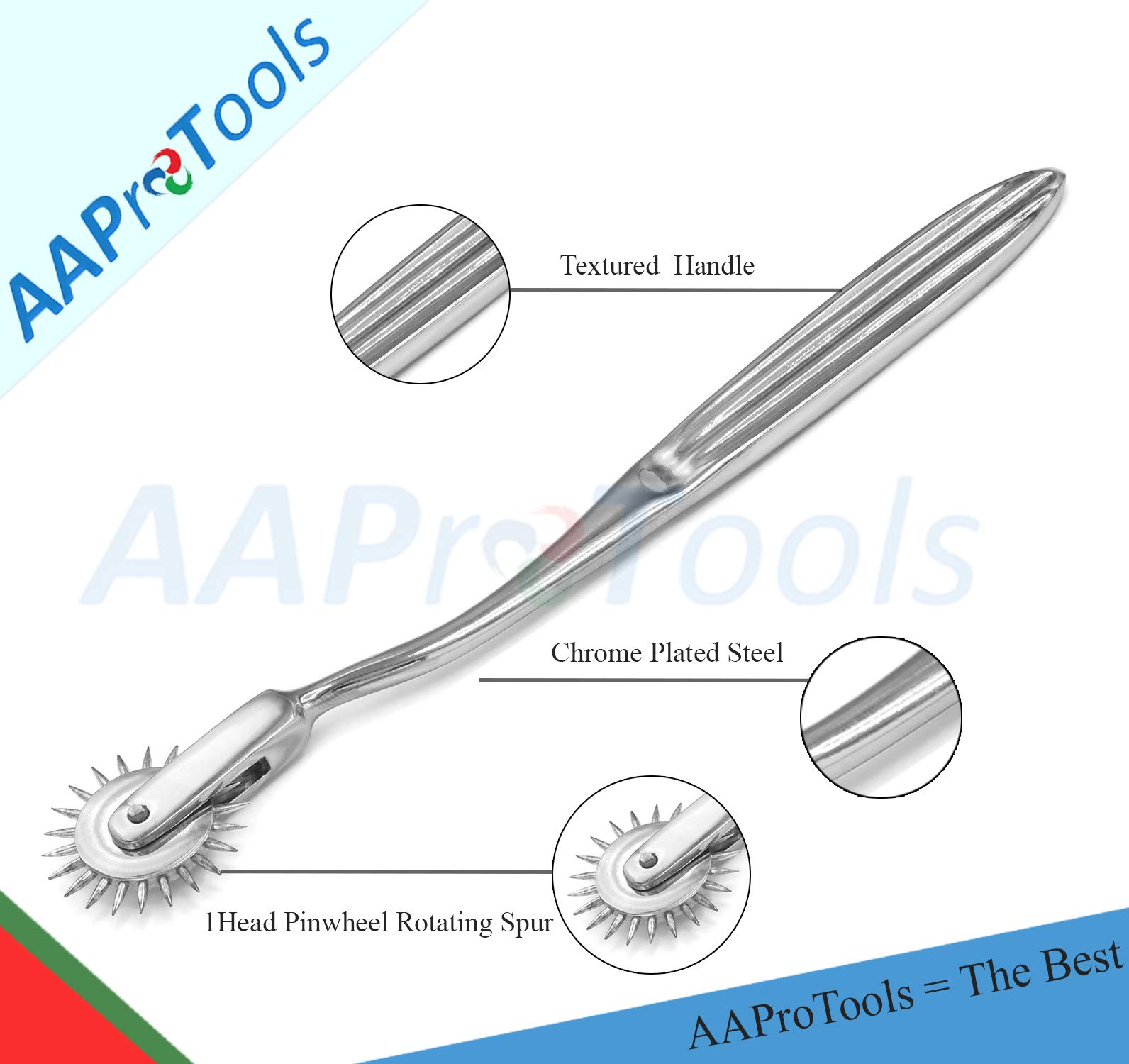 AAProTools Set of 7 Pcs Diagnostic Neurological Wartenberg Sensory Pinwheel Pin Wheel 1, 2, 3, 4, 5, 7, 10 Head